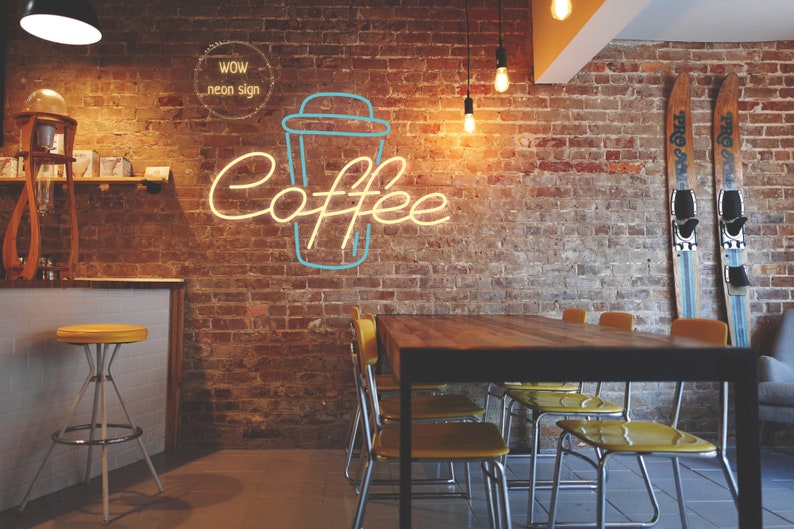 Сoffee Cup Neon Sign, Coffee Station Wall Decor, Coffee Bar Hanging ...