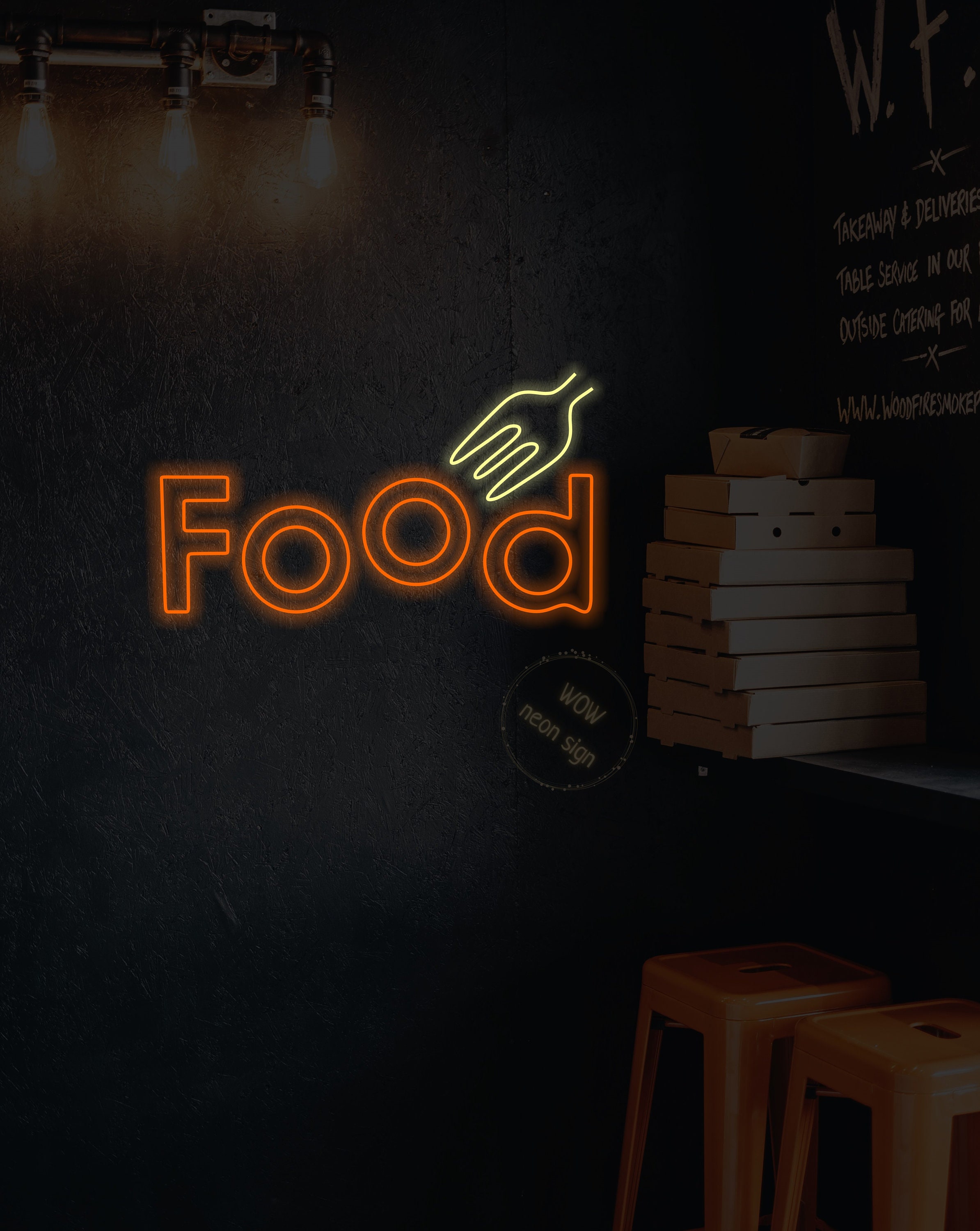 Food and Fork Neon Sign, Food Neon Sign, Food Neon Sign for Restaurant ...