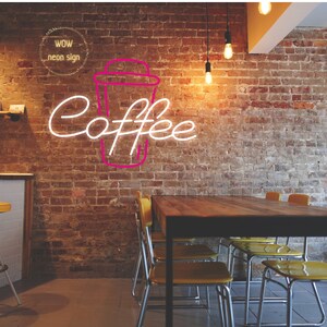 Сoffee Cup Neon Sign, Coffee Station Wall Decor, Coffee Bar Hanging ...