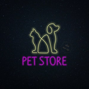 Pet Store Neon Sign, Cat and Dog Silhouette, Animal Shop Decor - Etsy