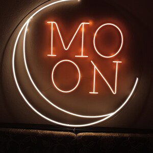 Moon Neon Sign, Moon Led Light Neon Sign, Neon Light Celestial Decor ...