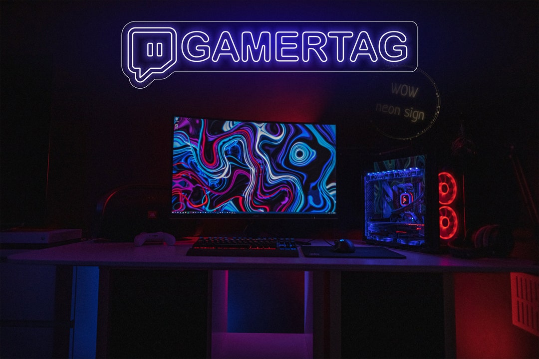 Custom Gamer Tag Neon Sign Personalize Gamer Username Streaming ...