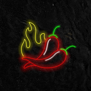 Fire Chili Pepper Neon Sign, Spicy Wall Decor - Etsy