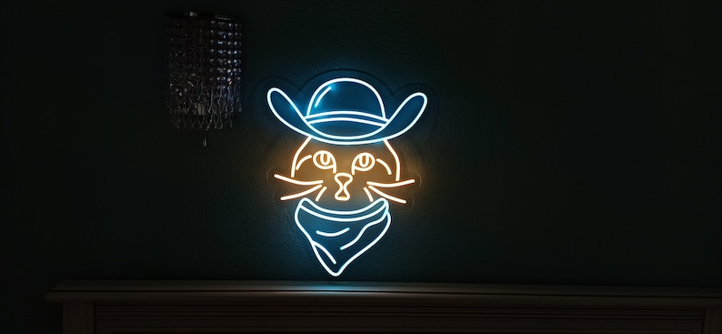 Cowboy Cat Neon Sign Cowboy Cat Hat Neon Light Luminous - Etsy