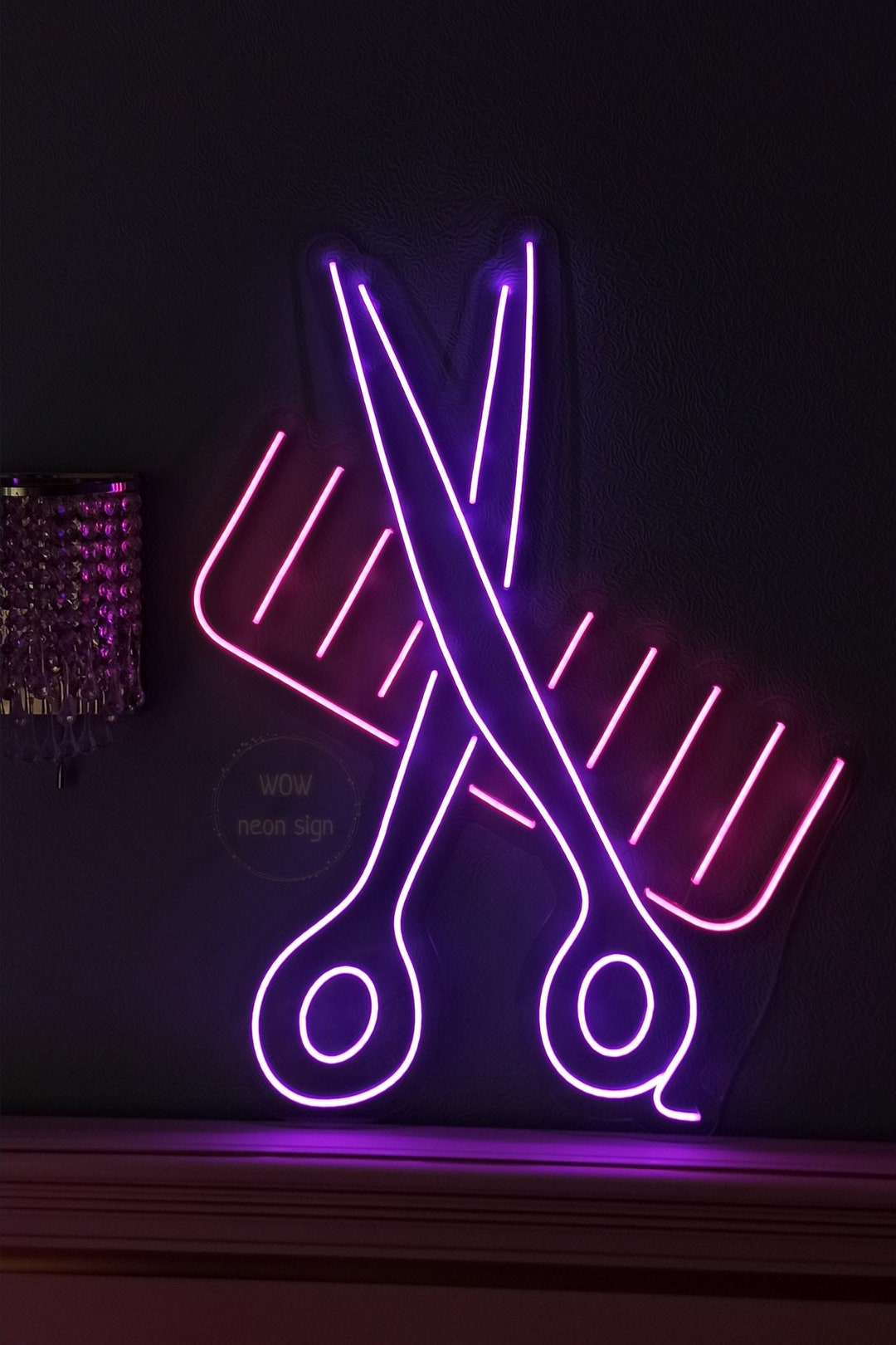 Comb and Scissors Neon Sign, Barber Shop Neon Sign, Hair Salon Wall ...