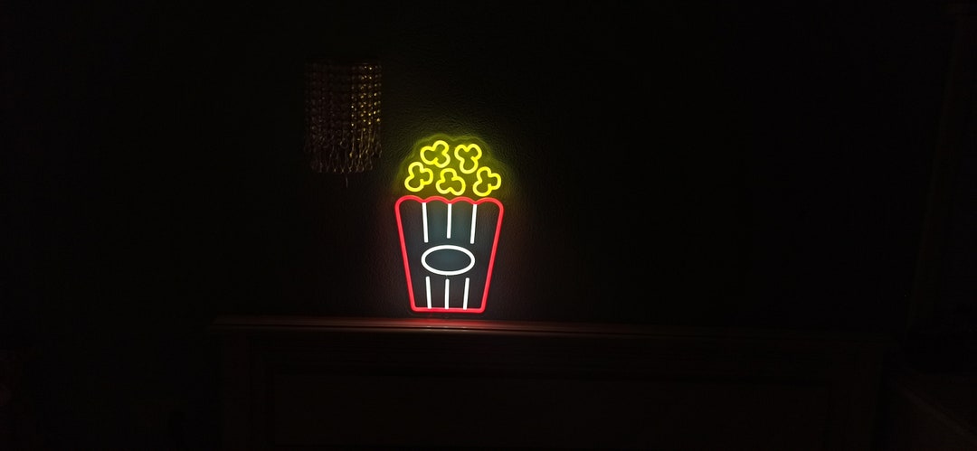 Popcorn Neon Sign Popcorn Bucket Neon Light Cinema Theater - Etsy