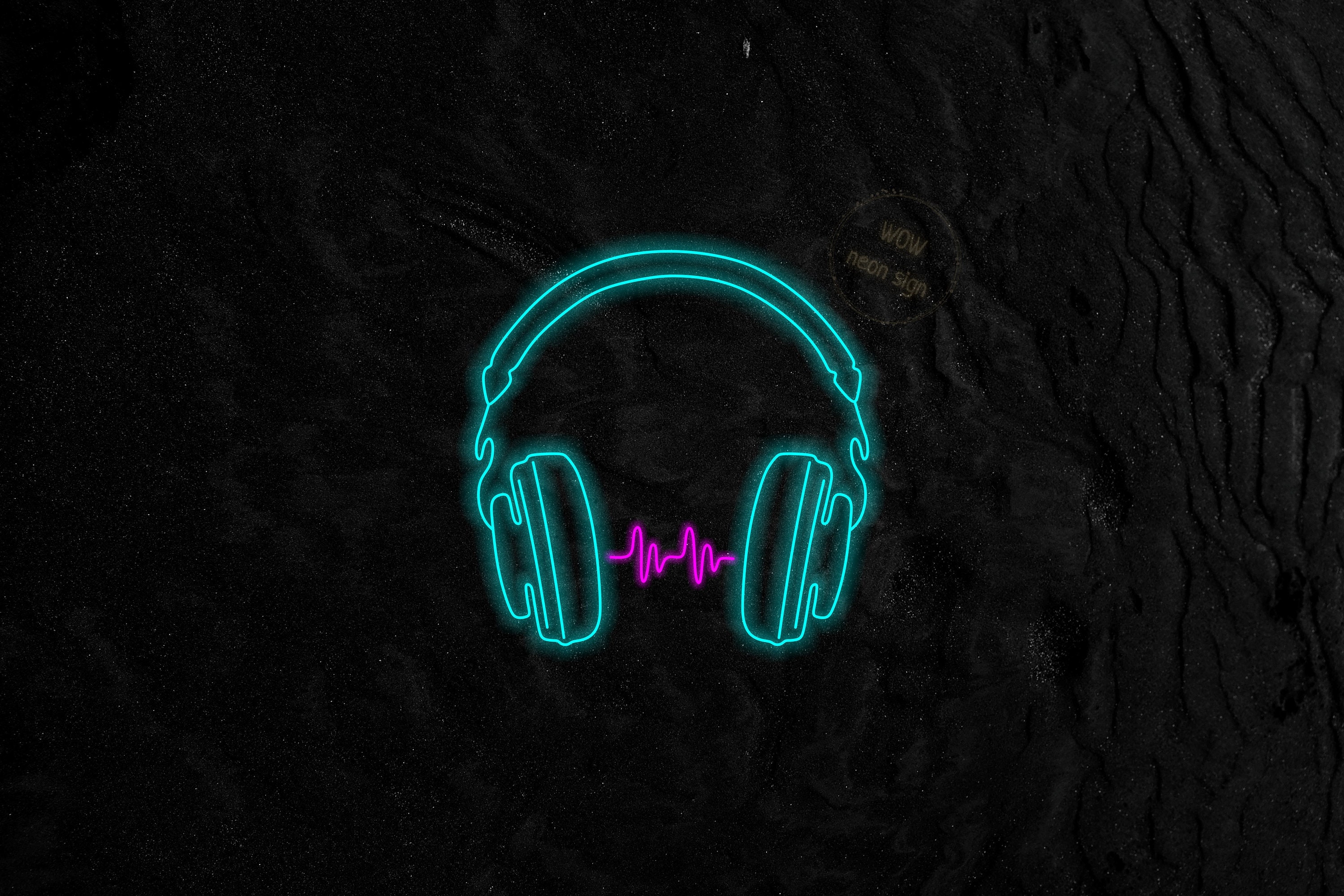 Headphones Led Neon Sign, Headphone LED Neon Light, Music Headphones ...