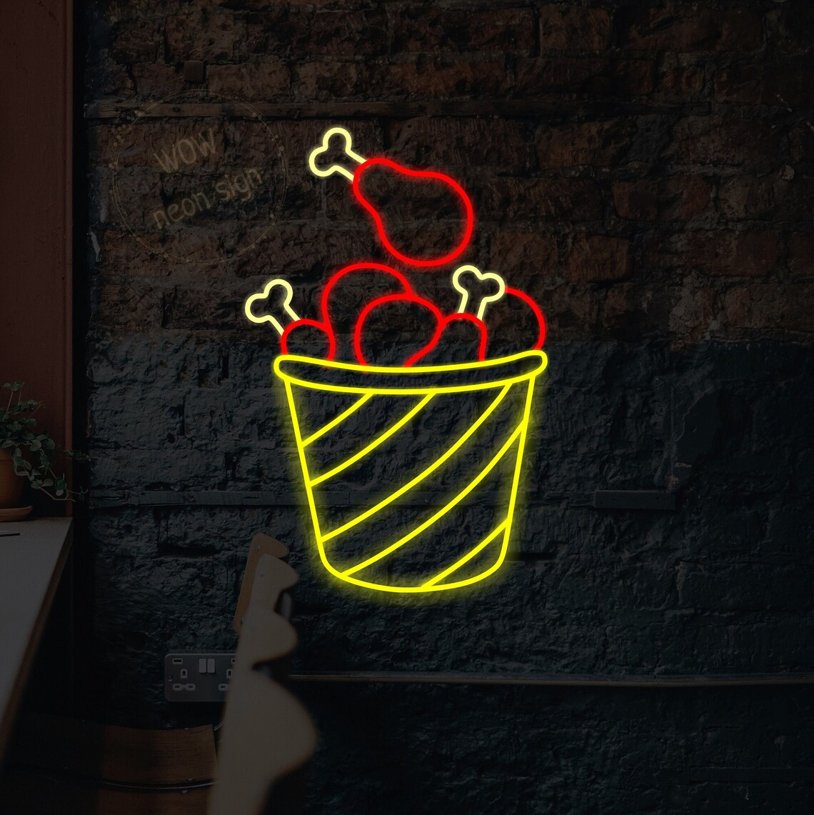 Bucket of Chicken Led Neon Sign, Chicken Thighs Led Neon Sign, Chicken ...