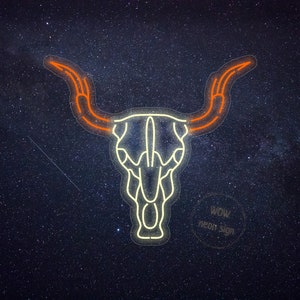 Bull Skull Neon Sign, Cowboy Howdy Decor - Etsy