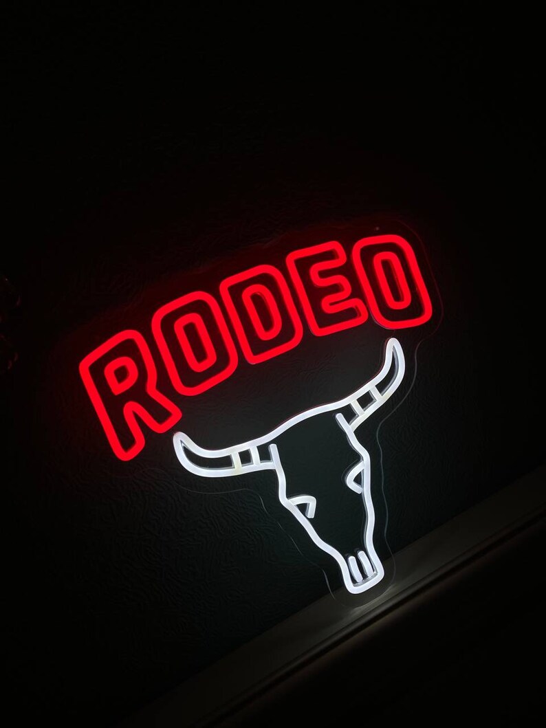 Rodeo Bull Skull LED Neon Sign, Western Decor - Etsy