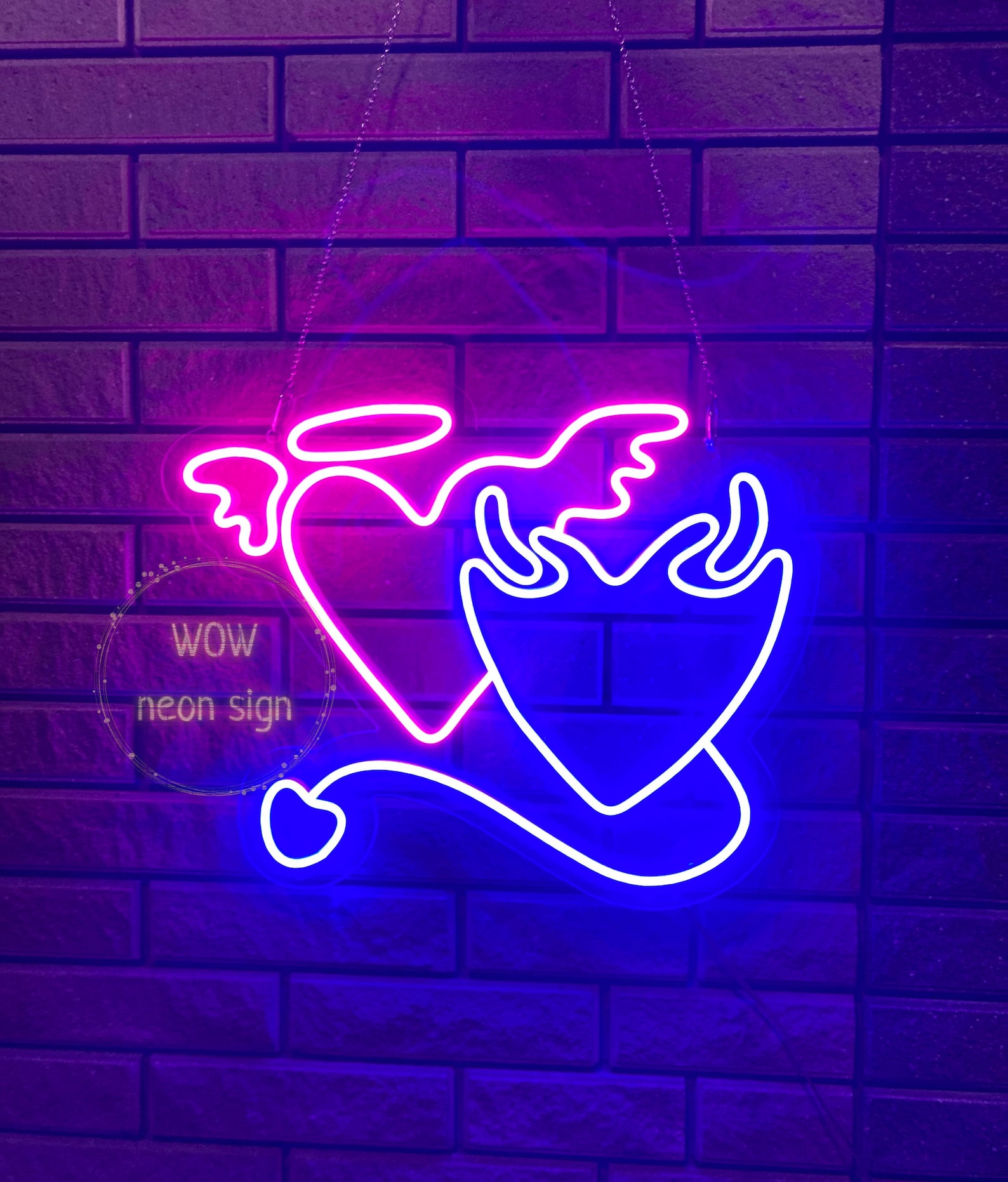 Angel and Devil Neon Sign Diablo Neon Light Yin and Yang Neon Led Light ...