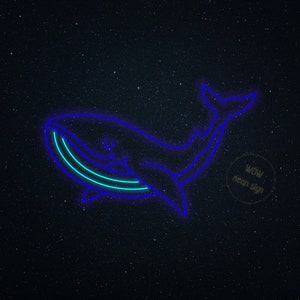 Whale Led Neon Sign, Whale Led Decor Sign, Nautical Neon Decor, Ocean ...