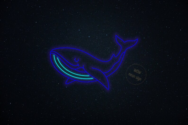 Whale Led Neon Sign, Whale Led Decor Sign, Nautical Neon Decor, Ocean Animal Led Neon Sign ...