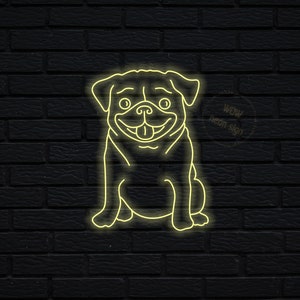 Pug Dog Neon Sign, LED Pet Portrait Light - Etsy