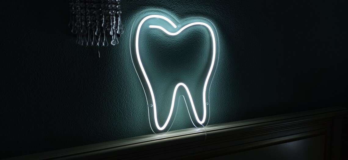 Tooth Led Neon Sign, Dental Clinic Neon Light, Tooth Wall Decor, Root ...