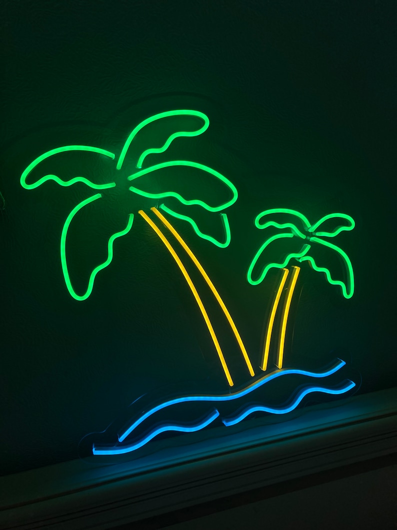Palm Tree Neon Sign, Beach House Neon Sign, Palm Leaf Neon Light, Miami ...