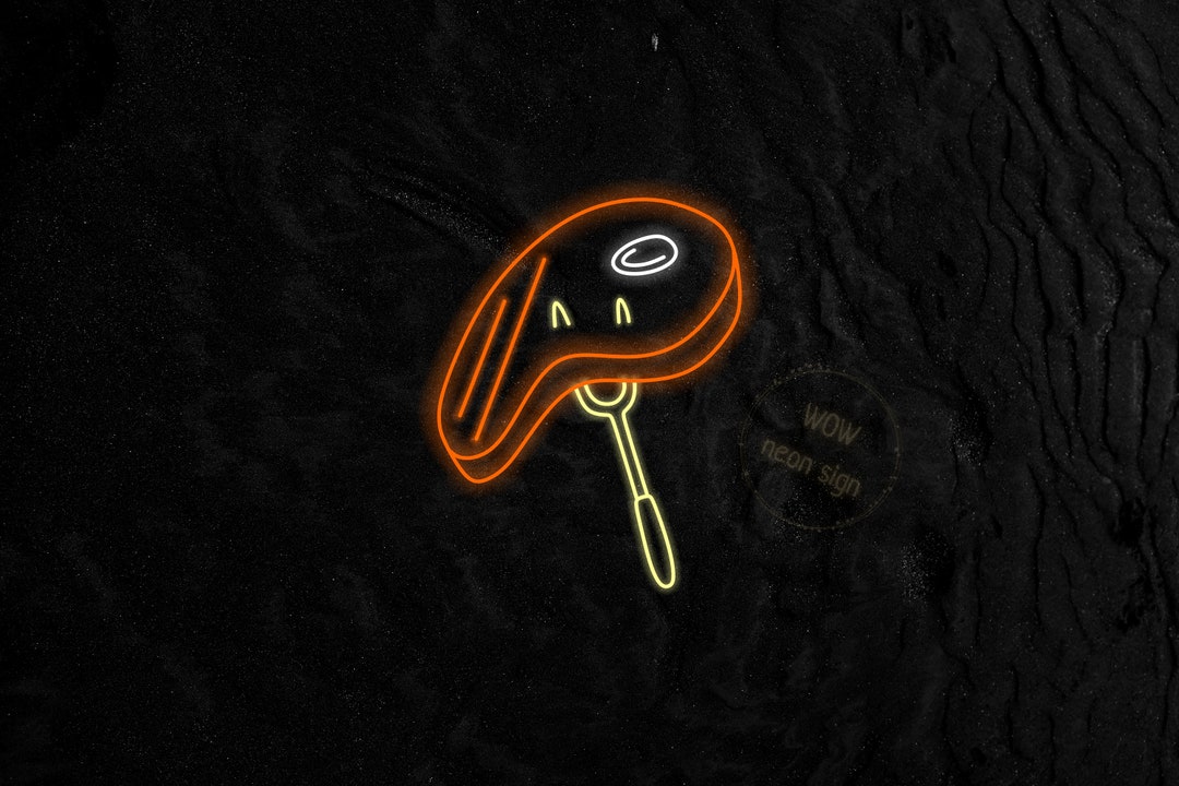 Steak Led Neon Sign, Barbecue Led Light Sign, Meat Neon Sign, Smoked ...