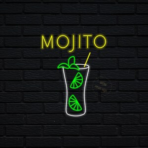Mojito Cocktail Led Neon Sign, Mojito Bar Neon Sign, Mojito Drink Led ...