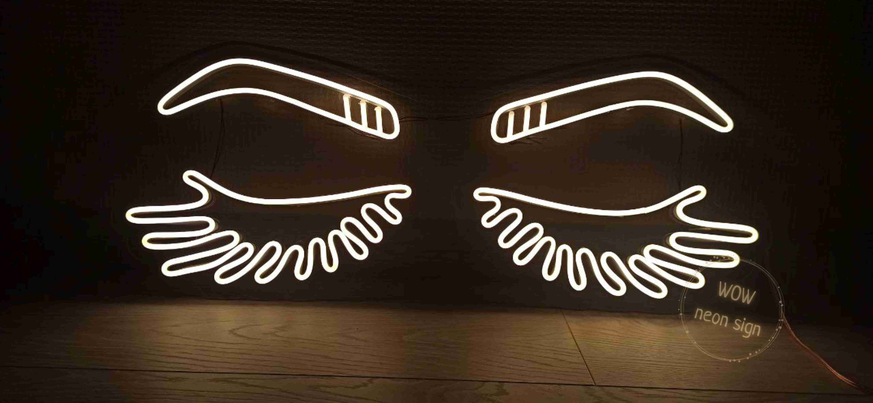 Eyelash Neon Sign Wall Decor Eyebrow Beauty Salon Light Sign Pink ...