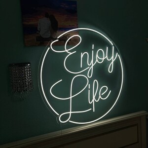 Enjoy Life LED Neon Sign: Custom Round Neon Light - Etsy