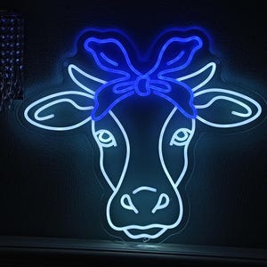 Cow Head Neon Sign, Pink Bandana, LED Neon Light - Etsy