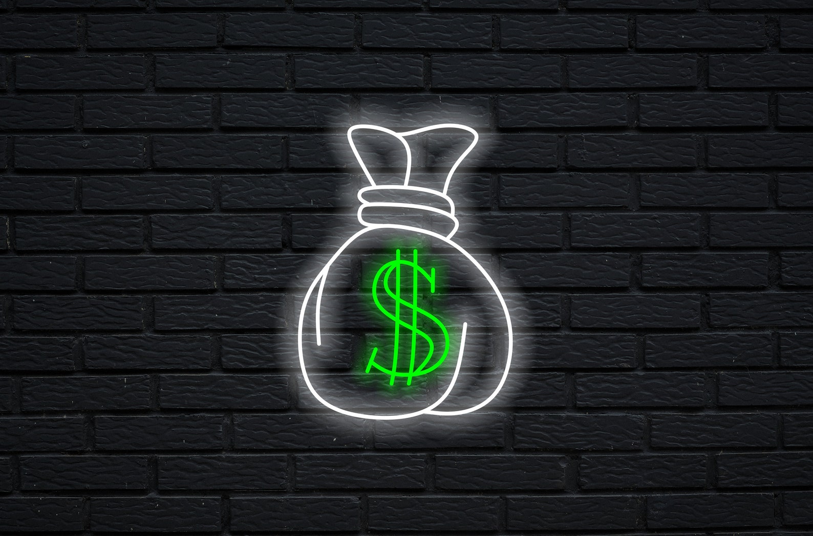 Money Bag Neon Sign, Money Bag With Dollar Led Neon Light, Cash Neon ...