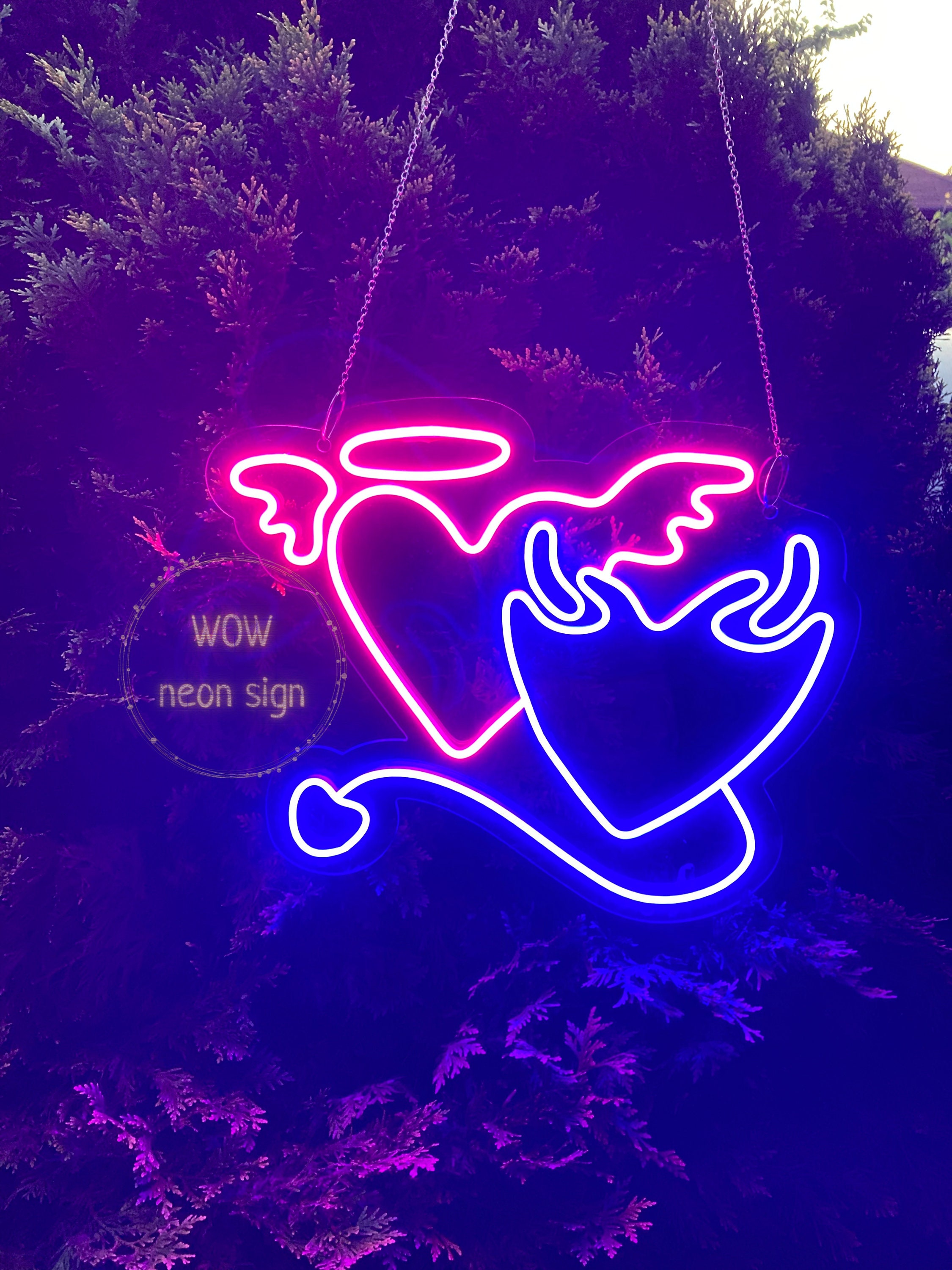 Angel and Devil Neon Sign Diablo Neon Light Yin and Yang Neon Led Light ...