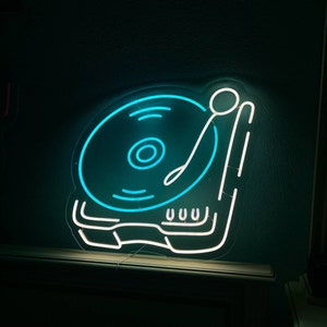 Record Player Neon Sign, Vinyl Neon Sign, Retro Vinyl Wall Mount, Music ...