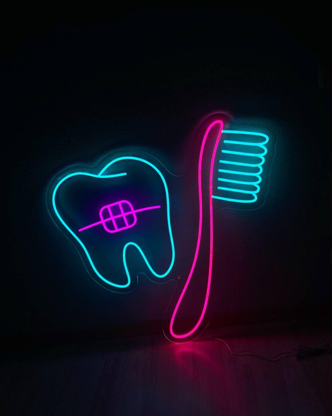 Neon Tooth With Braces LED Sign, Dental Office Decor, Dental Office LED ...