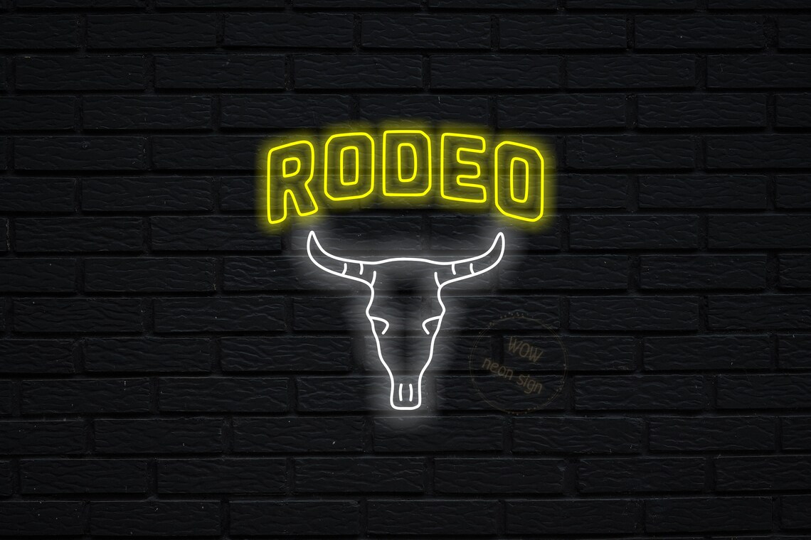Rodeo Bull Skull LED Neon Sign, Western Decor - Etsy
