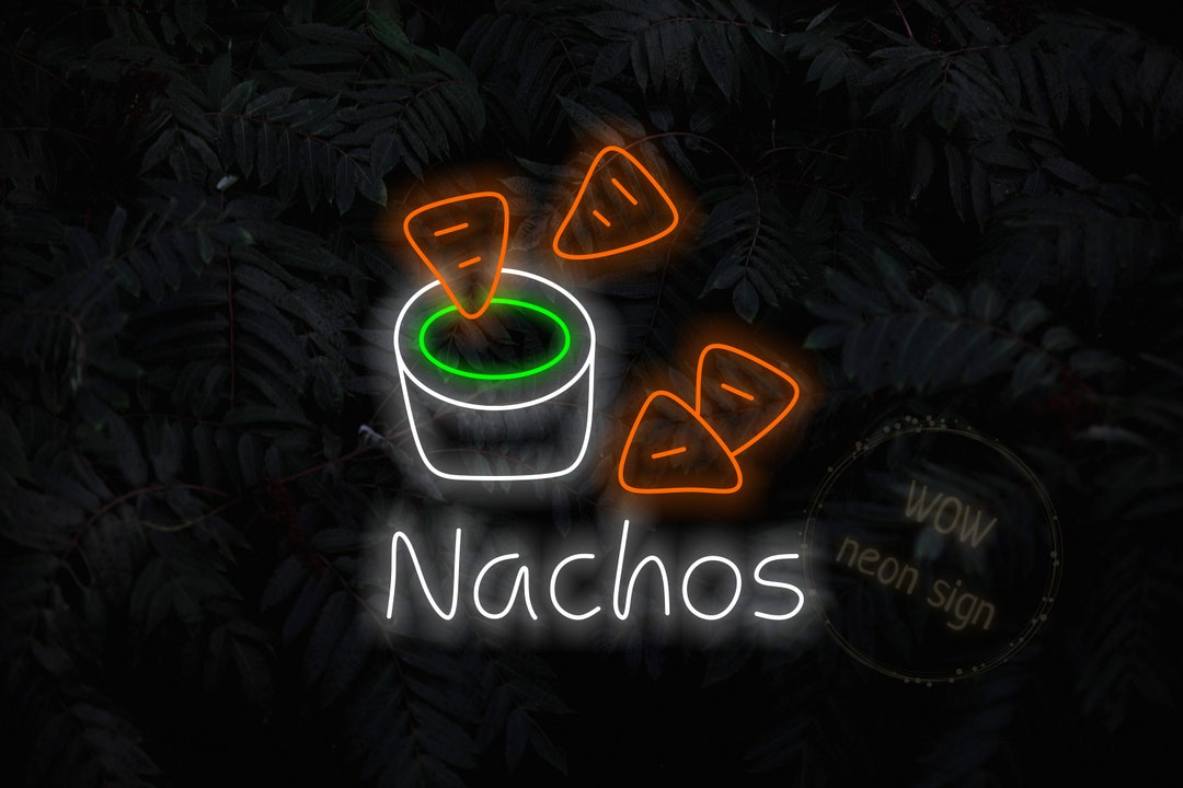 Nachos With Nachos on Plate LED Neon Sign, Nachos Led Neon Sign, Nachos ...