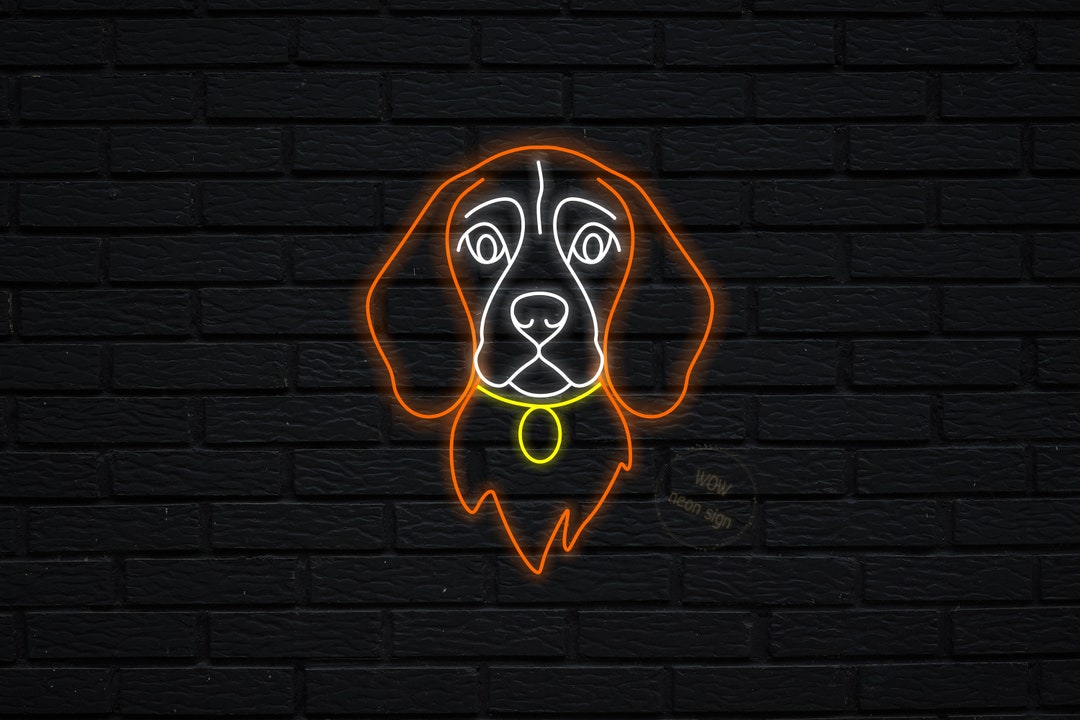 Beagle Dog Neon Sign, Beagle Face Neon Hanging Sign, Beagle Dog Wall ...