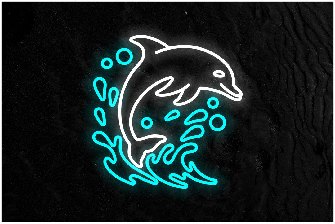 Dolphin Neon Sign, Ocean Wave Light, Sea Life Decor - Etsy