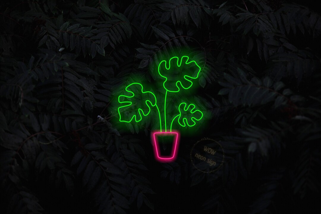 Monstera Neon Sign, Monstera Led Neon Art, Green Leaf Plant, Monstera ...