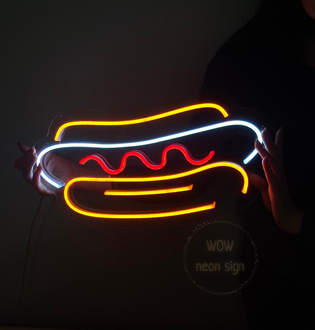 Hot Dog Neon Sign, Fast Food Neon Light, Restaurant Neon Light, Hot Dog ...