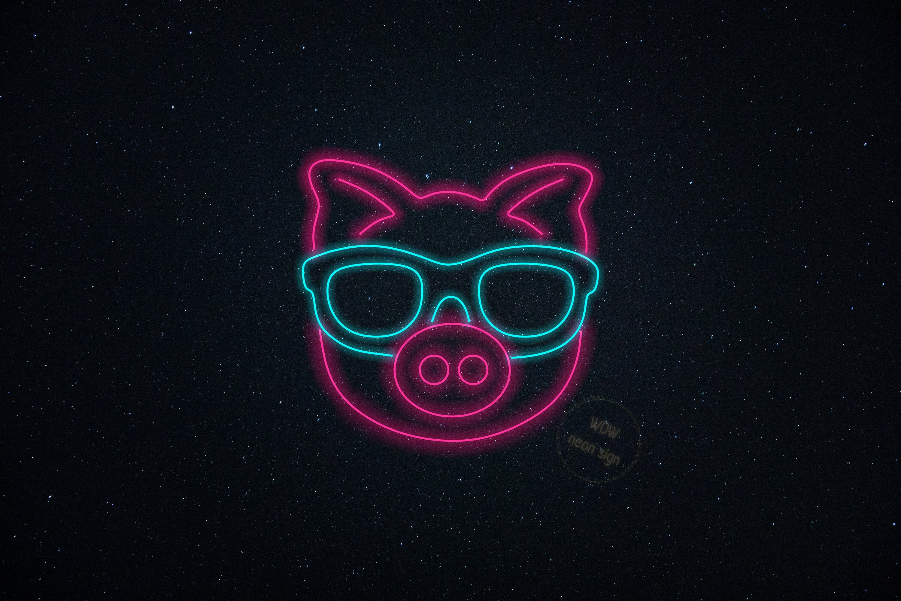 Neon Pig With Glasses Sign, Fun Piglet Neon Lamp, Cute Pig Neon Lamp ...