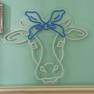 Cow Head Neon Sign, Pink Bandana, LED Neon Light - Etsy