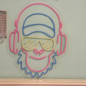 Monkey With Headphones Neon Sign, Monkey With Glasses Neon Sign, Monkey ...