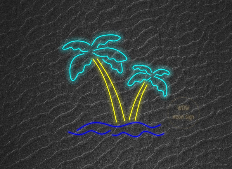 Palm Tree Neon Sign, Beach House Neon Sign, Palm Leaf Neon Light, Miami ...