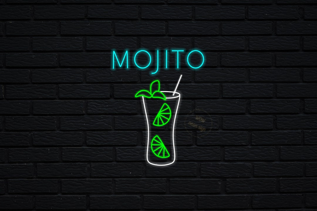 Mojito Cocktail Led Neon Sign, Mojito Bar Neon Sign, Mojito Drink Led ...