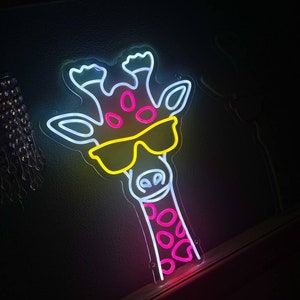 Giraffe With Sunglasses Led Neon Sign, Giraffe Led Light Neon Sign ...