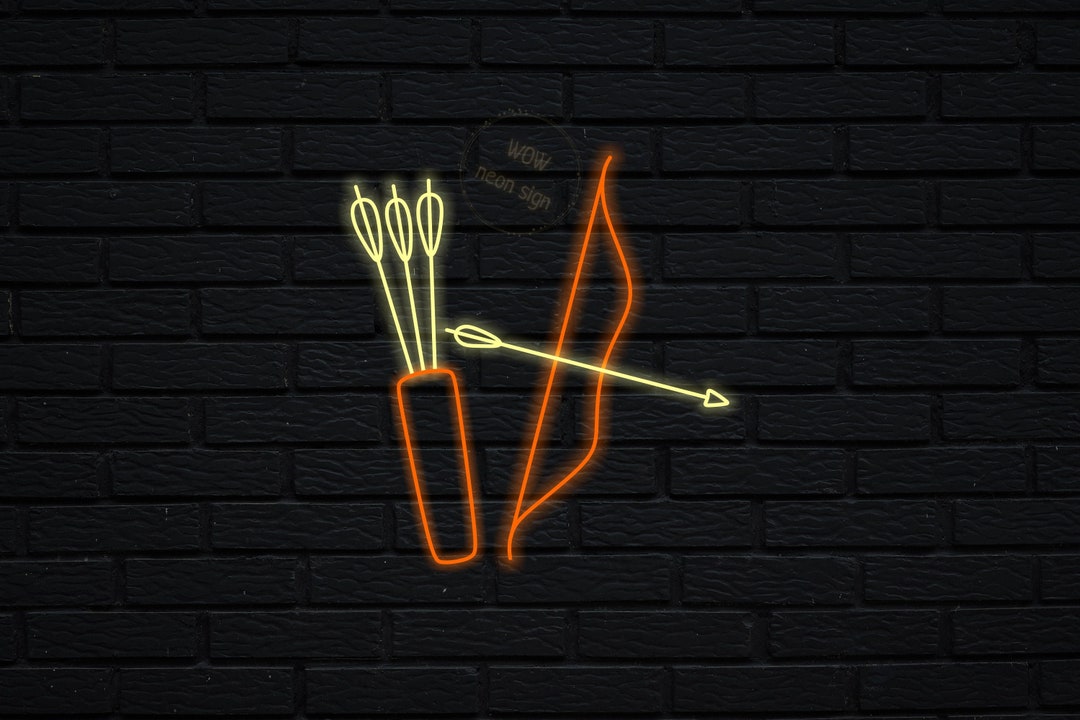 Bow Arrows Neon Sign, Archery Bow Neon Sign, Bow and Arrow Neon Light ...