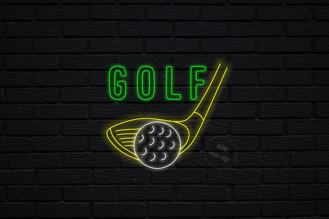 Golf Club and Ball Neon Sign, Hitting a Golf Club Neon Sign, Golf Led ...