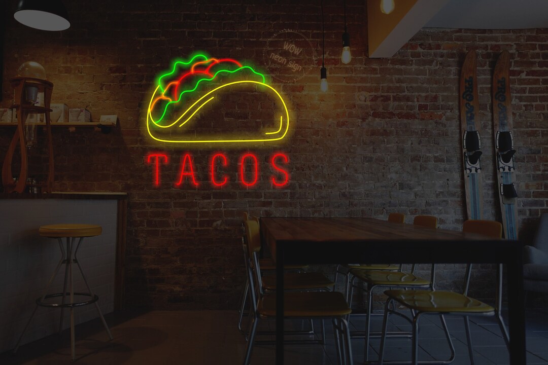 Taco Neon Sign, Taco Led Light Sign, Fiesta Wall Decor, Bright Kitchen ...