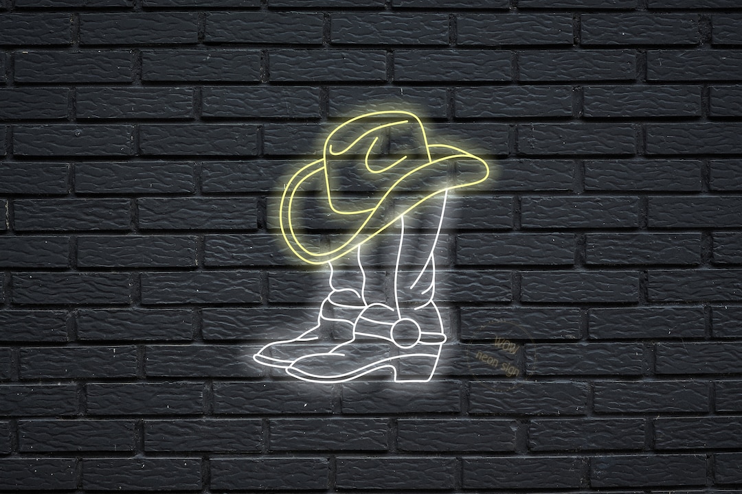 Cowboy Boots Neon Sign, Western Cowboy Neon Light, Cowboy Boots and Hat ...