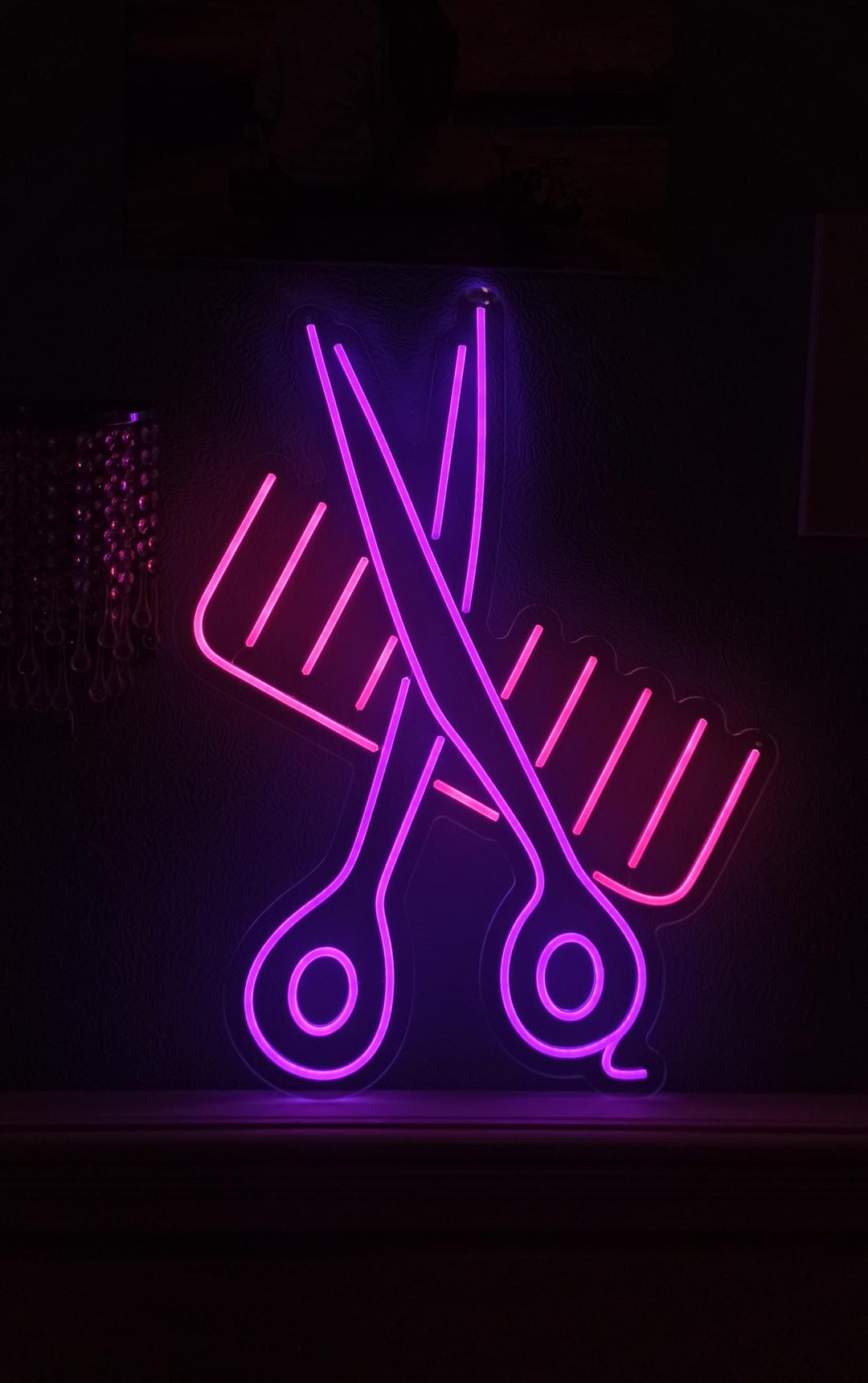 Comb and Scissors Neon Sign, Barber Shop Neon Sign, Hair Salon Wall ...