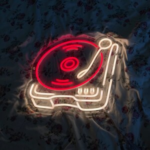 Record Player Neon Sign, Vinyl Neon Sign, Retro Vinyl Wall Mount, Music ...
