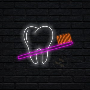 Tooth and Brush Led Neon Sign, Dental Office Led Neon Sign, Dental ...