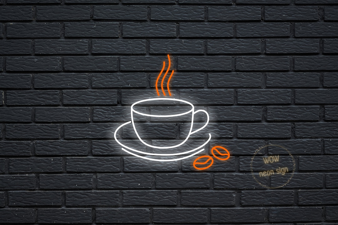 Coffee Cup Neon Sign, Coffee Bar Signs, Cup Neon Sign, Hot Cup Coffee ...