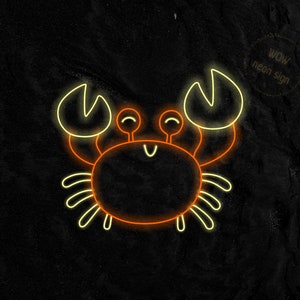 Crab LED Neon Sign, Nautical Wall Decor - Etsy